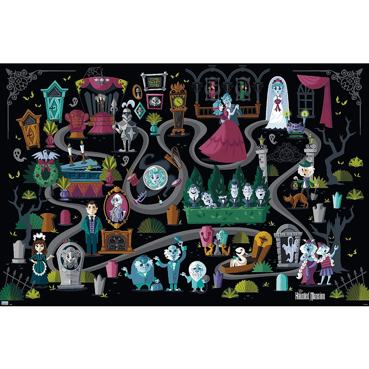 Trends International Disney Haunted Mansion - Map Wall Poster, 22.37" x 34.00", Premium Unframed Version