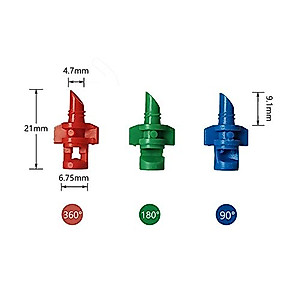 Greenhouse Micro Drip Irrigation 50Pcs 90/180/360 Degree Refraction Spray Nozzle Garden Greenhouse Irrigation System Atomizing Nozzle (Color : 360 Degree)