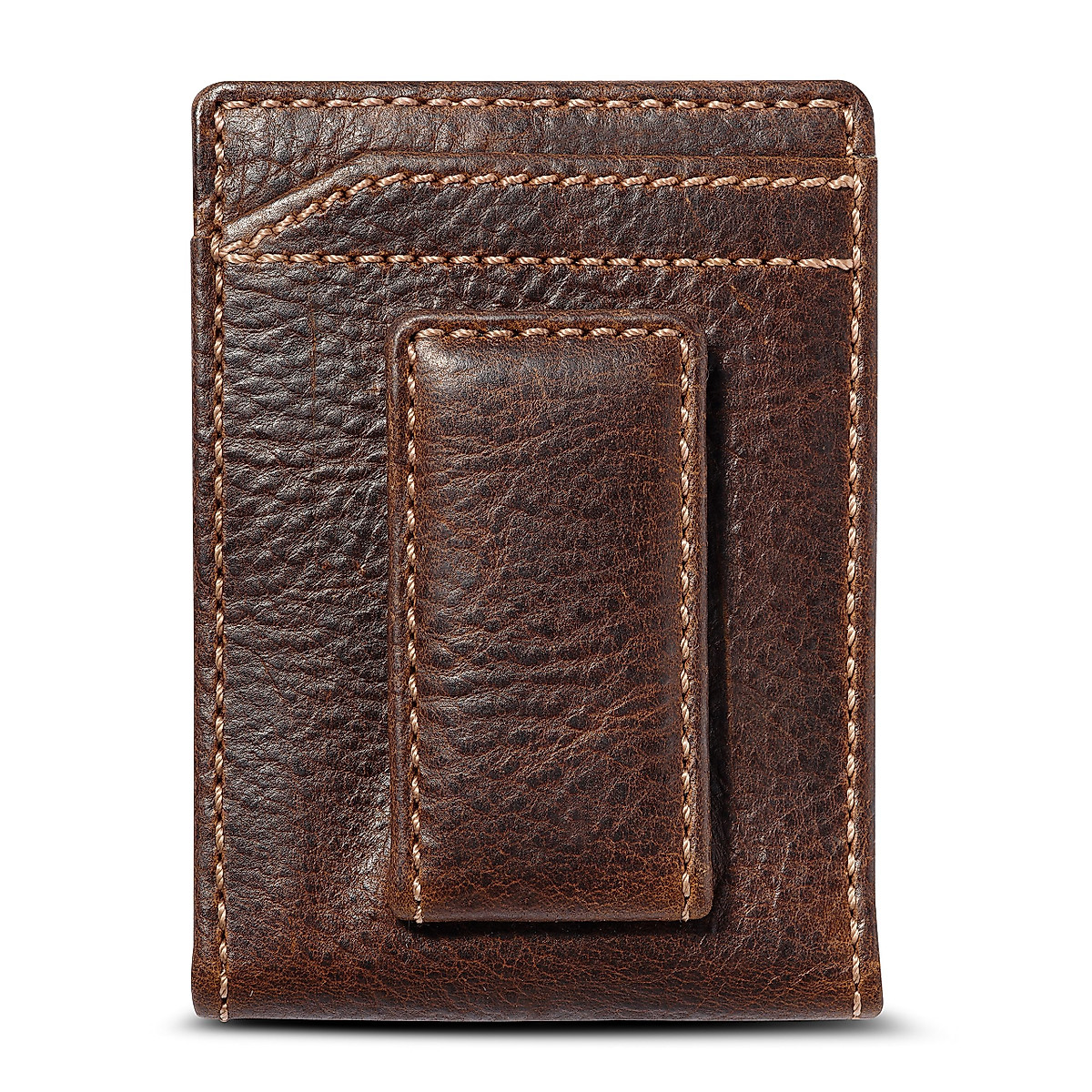 House of Jack Co. IVOR Bifold Wallet With Money Clip | Front Pocket Wallets for Men | Super Strong Magnet | Slim Card Holder (brown)