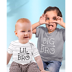Big Bro Lil Bro Matching Outfits Baby Announcement Sibling Brother Shirts Big bro Gray 2T / Lil bro Gray/White NB (0-3M)