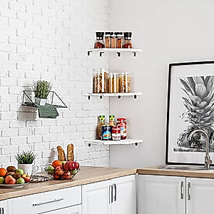 SEHERTIWY Corner Floating Shelves for Wall, 5 Tier Rustic Wall Shelves Corner Storage Shelves Small Shelf White Floating Shelves for Bedroom, Living Room, Bathroom, Kitchen