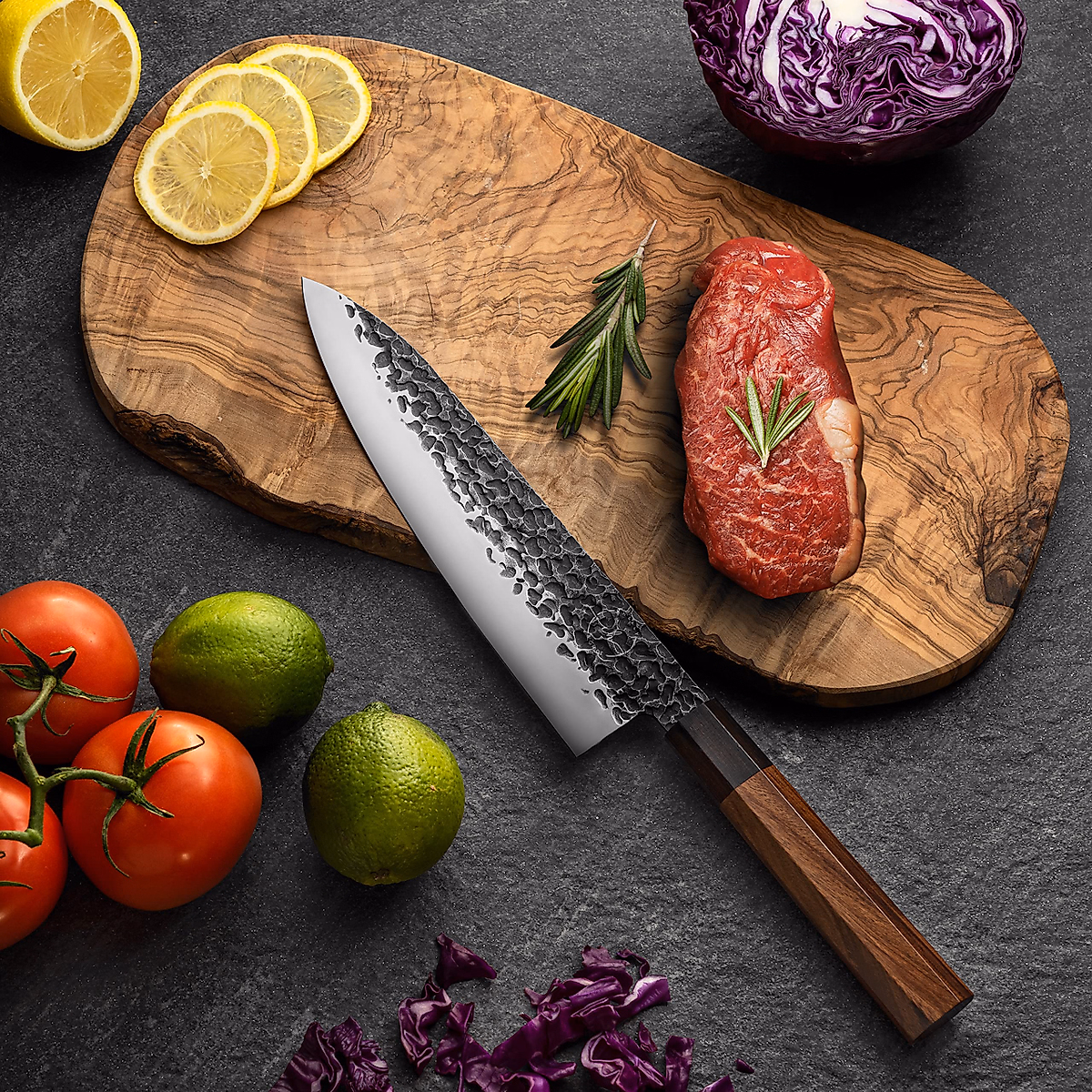 Japanese Chef Knife, 8 Inch Gyuto Chef Knife, 3 Layers 9cr18mov Clad Steel Chef Knife with Octagonal Handle, Professional Kitchen Knife For Home And Restaurant, sushi Knife - chefs Knife