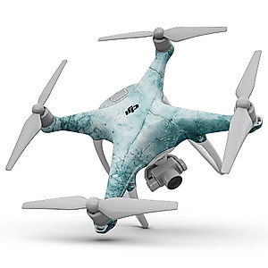 Design Skinz Design Skinz Cracked Turquise Marble Surface Full-Body Wrap Decal Skin-Kit Compatible with The Drone DJI Phantom 4
