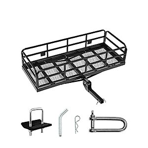 VEVOR 60x24x14 in Hitch Cargo Carrier, 400lbs Capacity Folding Trailer Hitch Mount Cargo Basket, Steel Luggage Carrier Rack Fits 2" Hitch Receiver for SUV Pickup Truck