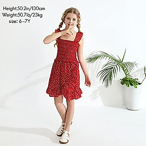 CARETOO Girl's 2 Piece Outfit Sleeveless Tops+ Ruffle Bow Skirt Sets Toddler To Big Girls Kid Clothes Set 4-14 Years Old (Red,8-9 Years)