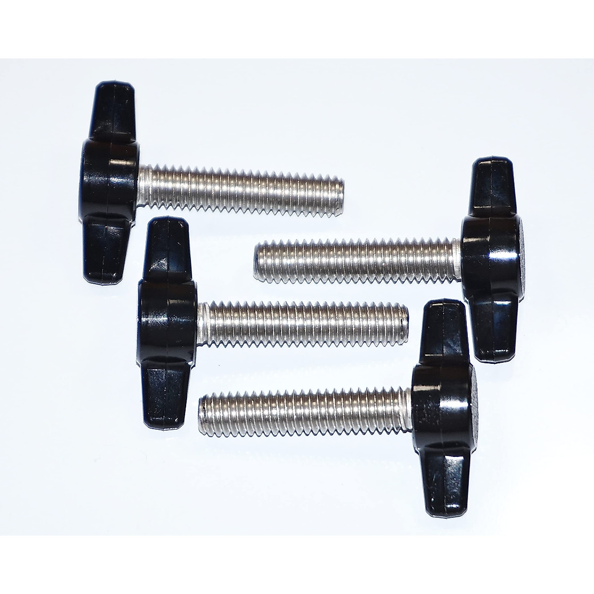 5/16 x 1-1/2" Wing Thumb Screw Thumbscrew Thumb Screws Stainless Steel Standard/Coarse Tee Plastic Knob Thumbscrew Stud 1-1/2" - Built in USA - Pack of (4) (Black)