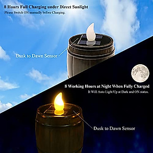 Solar Candles Outdoor Waterproof, Punasi 6pcs Dusk to Dawn Rechargeable Solar Tea Lights Votive Candle with for Outdoor Lantern Garden Home Decor, 2.17" x H 3.15"