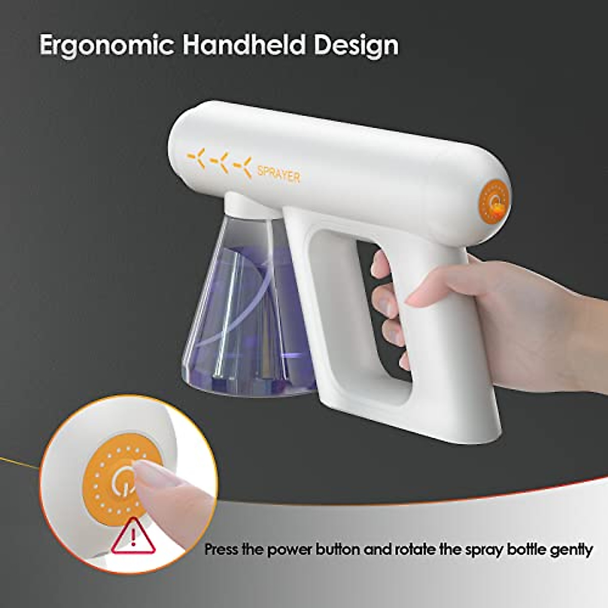 GLGLMA Atomizer Sprayer, Electric Handheld Sprayer Disinfectant Fogger Gun Portable Rechargeable Sprayer Gun, Nano Atomizer for Home Office School Hotel