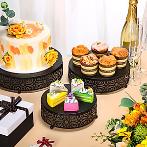 Lallisa 6 Pcs Black Cake Stand Set 12 Inch 10 Inch 8 Inch Wedding Cake Stand Round Metal Dessert Display Cupcake Holder Candy Display Plate for Wedding Party Birthday Decorations(Black)