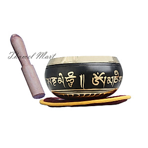 Meditation Om Mani Padme Hum Peace Wooden Striker & Cushion