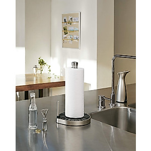 Umbra Spin Click N Tear Paper Towel Holder Stand for Countertop - One-Handed Tear, Nickel/Black
