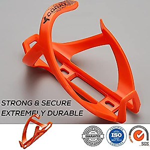 Corki Cycles Bike Water Bottle Holder, Right Side Load Water Bottle Cage for Road Bikes & Mountain Bikes - Orange - 2PACK
