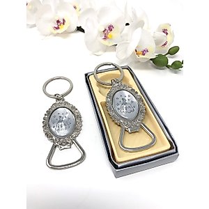 Quinceañera Keychain Bottle Opener Favor (12 PCS) - Sweet 15 Mis Quince 15 Birthday Sweet Sixteen Silver Color Metal Key Ring Gift for Guests