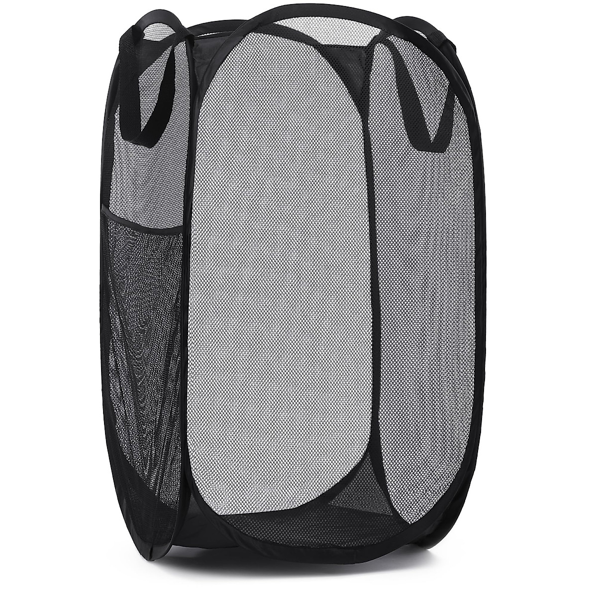 Handy Laundry Mesh Popup Hamper – Foldable Lightweight Basket for Washing – Durable Clothing Storage for Kids Room, Students College Dorm, Home, Travel & Camping – Black Pop-up Clothes Hamper