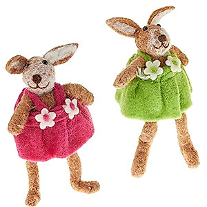KALALOU CHB1607 Set of Colorful Felt Rabbits, One Size, Multicolored