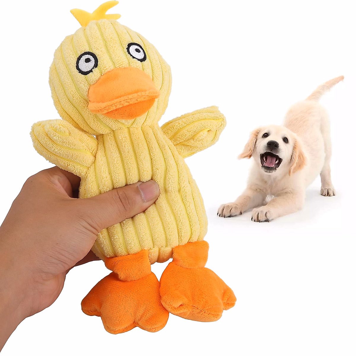Zerodis Plush Dog Duck Toy, Cute Little Yellow Duck Relieves Boredom Puppy Toy Squeaky for Small Medium Dogs
