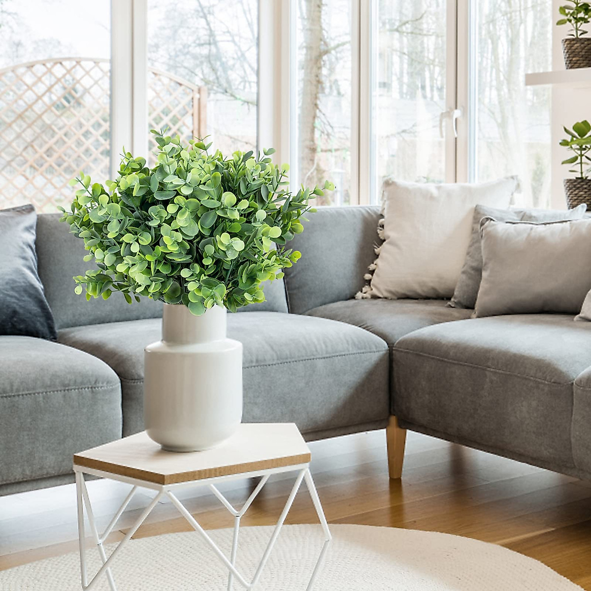 Ouddy Decor 20 Bundles Artificial Flowers for Outdoors Fake Flowers Faux Plastic Plants UV Resistant Spring Flowers for Garden Porch Office Window Box Table Home Decorations, Green