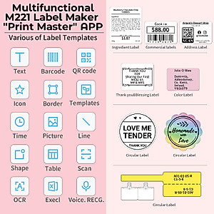 Phomemo Label Maker -3Inch Pink Label Maker, Upgrade Portable Bluetooth Thermal Label Printer for Small Business, Crafts, Clothing, Food Ingredient, Easy to Intall, for Phone&PC, with 3 Roll Paper Set