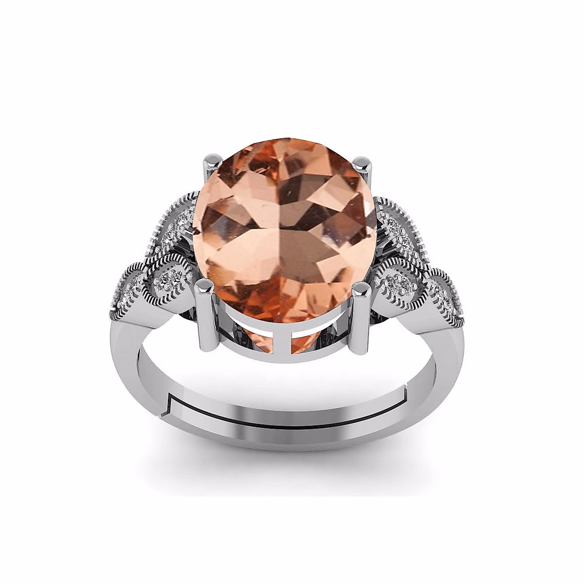 LMDPRAJAPATIS 6.25 Ratti Natural Morganite Stone German Silver Ring Special Occasion Wear for Women And Men