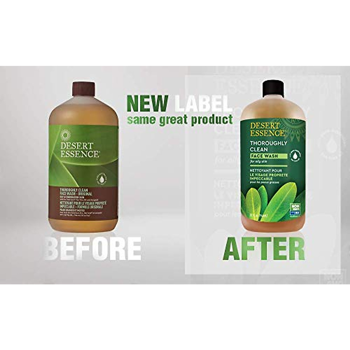 Desert Essence Thoroughly Clean Face Wash Original Deep Cleansing Formula with Tea Tree, Castile Soap & Coconut Oil - Gently Removes Oil & Impurities For Radiant, Revitalized, Smooth Skin - 32oz