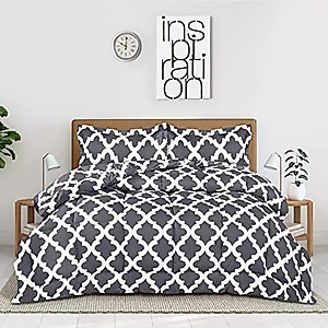 Utopia Bedding - Comforter Set with 2 Pillow Shams - 3 Pieces Bedding Comforter Sets - Down Alternative Comforter - Soft and Comfortable - Machine Washable, Quatrefoil Gray, King