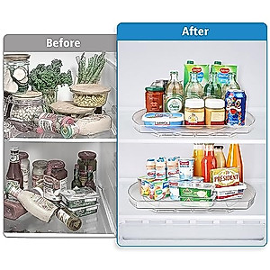 FIRJOY Lazy Susan Turntable for Refrigerator, Square Turntable Organizer for Fridge Cabinet, Pantry, Countertop | 16.5" x 11.1" (Rectangle 1 Pack - Clear)