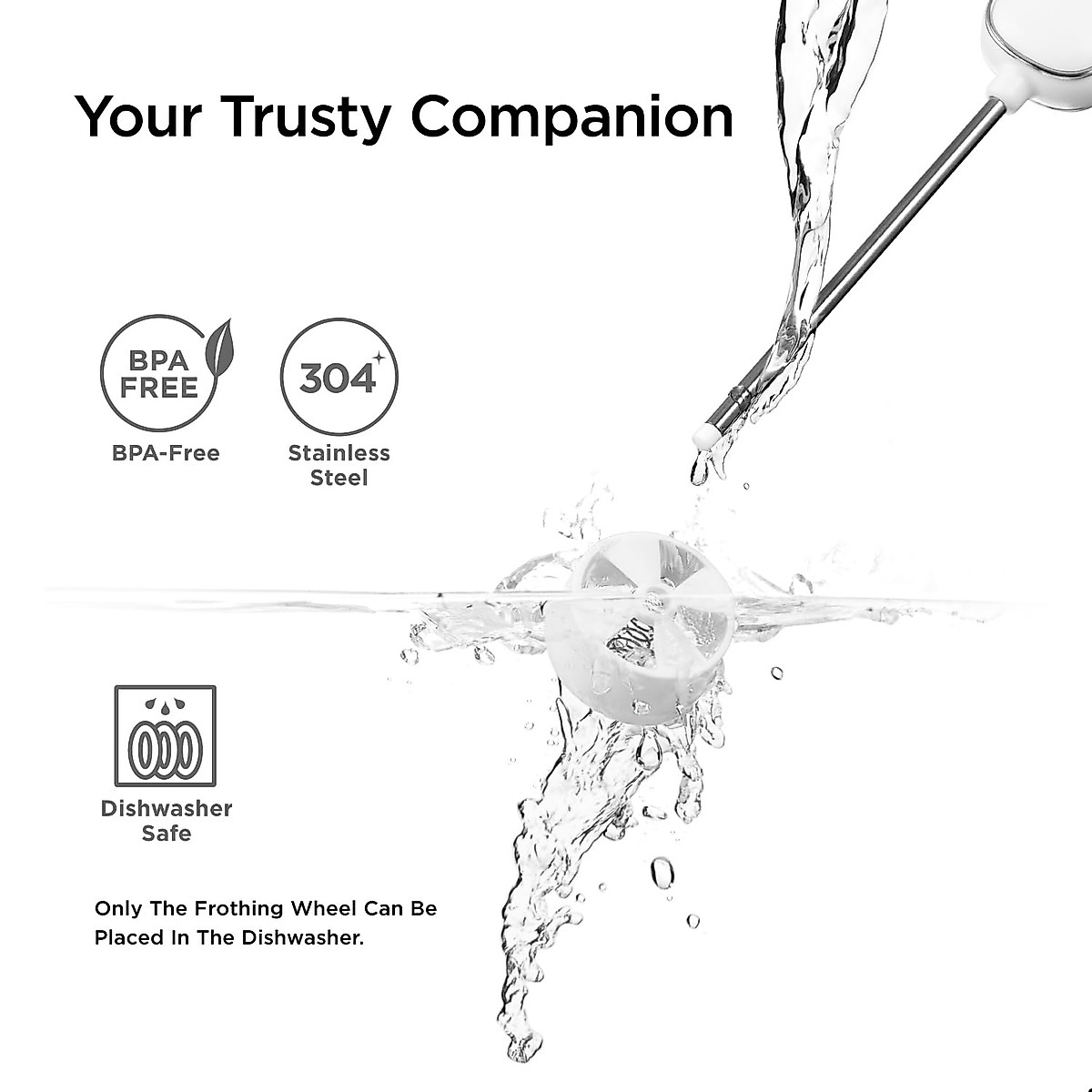 Kitchen Mama Silkwhisk Electric Milk Frother Handheld - Mini Drink Mixer & Cold Foam Maker, Frother Wand for Coffee, Cappuccino, Lattes, Protein Powder Drinks, Matcha, Battery Operated (Metal Gray)