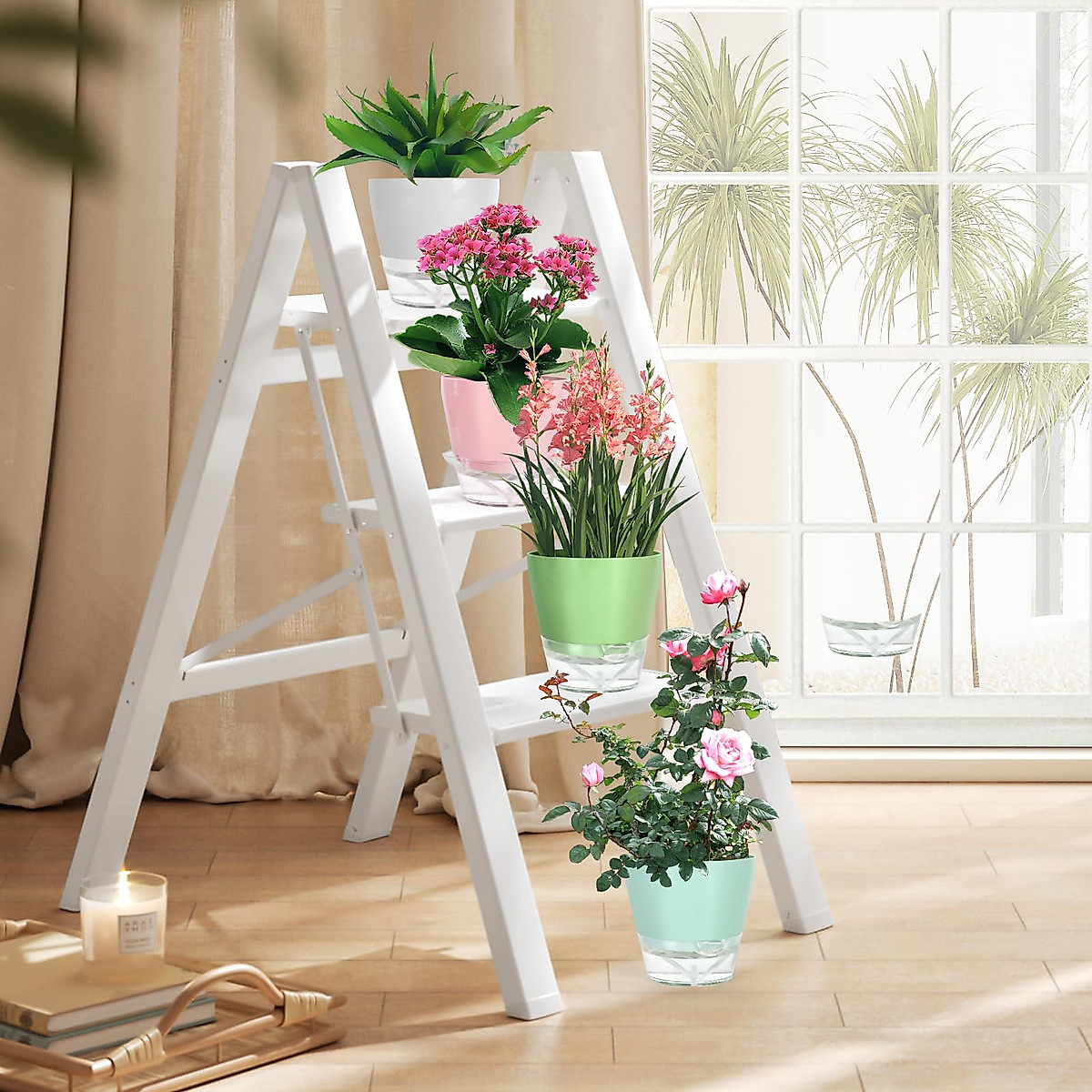 4 Pcs Self Watering Plant Pot , 6 inch Plant Pot with Drainage Hole and Large Capacity Reservoir, Pots for Plants with Saucer, 2 in 1 Indoor Plant Pots indoor Perfect for Living Room, Odorless