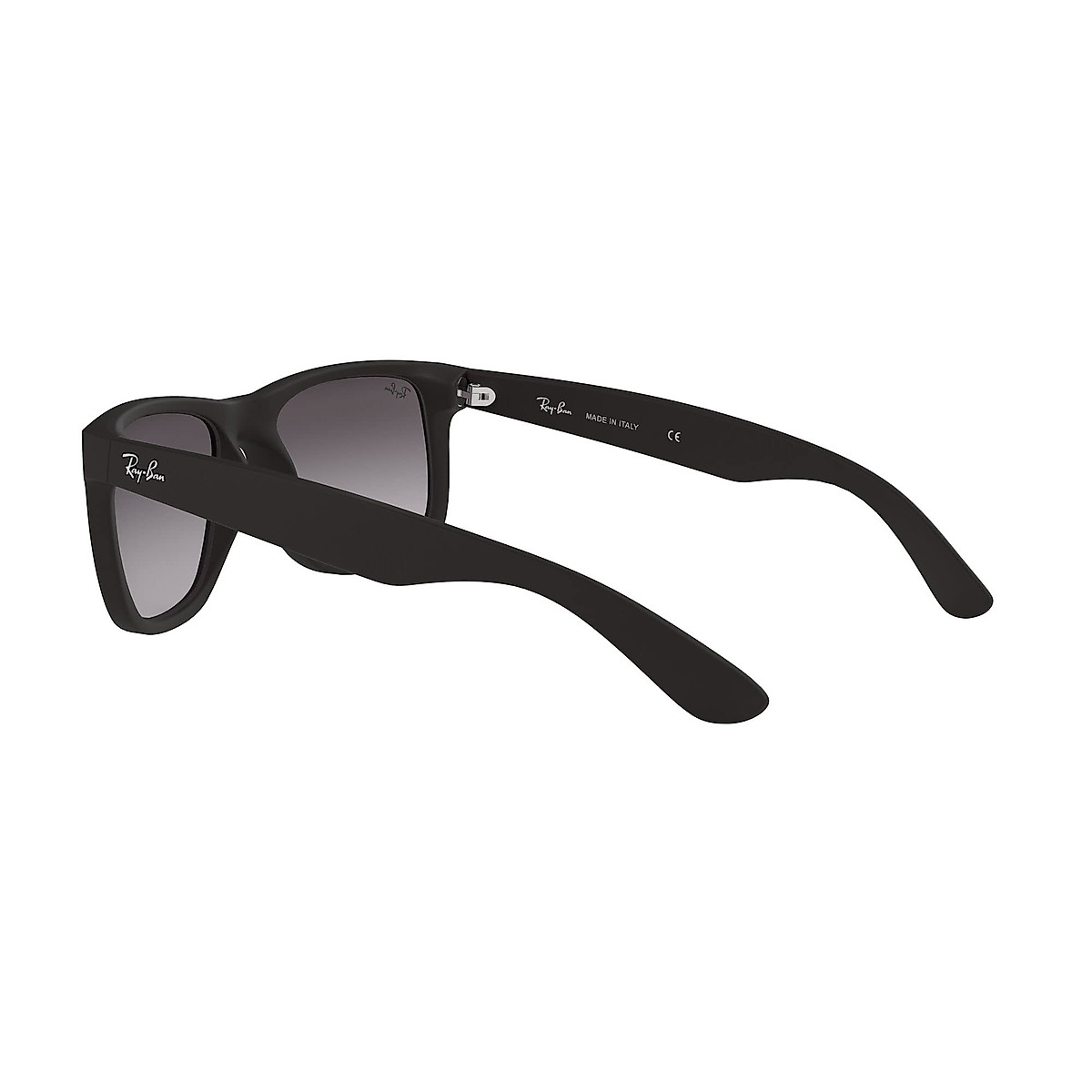 Ray-Ban RB4165 Justin Rectangular Sunglasses, Rubber Black/Light Grey Gradient Dark Grey, 55 mm