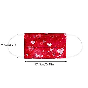 50Pack Valentines Disposable Face_Masks for Adults Women Valentines Day Holiday Disposable Love Heart Print Non Woven