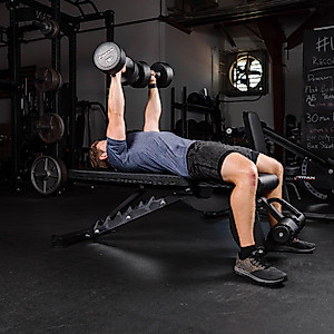 Titan Fitness Single Post Adjustable FID (Flat/Incline/Decline) Bench, Rated 1,500 LB, Weight Training Bench