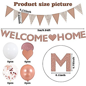 RUSUANJUN 18 Pcs Welcome Home Banner Glitter Welcome Back Balloon Banner Decorations Kit Homecoming Party Decorations Welcome Home Decorations for Welcome Home Party Decorations Welcome Home Sign