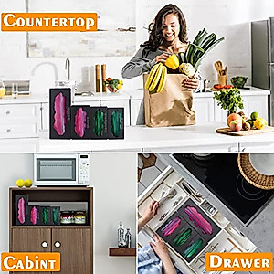 Levvohd 4 Separate Ziplock Bag Storage Organizer, Food Zip lock Bag Storage Organizer for Kitchen Drawer, Compatible with Gallon, Quart, Sandwich & Snack Variety Size Baggie Dispenser (White+Black)