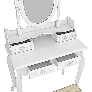 Lucakuins Small Vanity, White Vanity Desk with Mirror and Lights, Makeup Vanity with Lights,Vanity Mirror with Lights Desk and Chair, Vanity Set