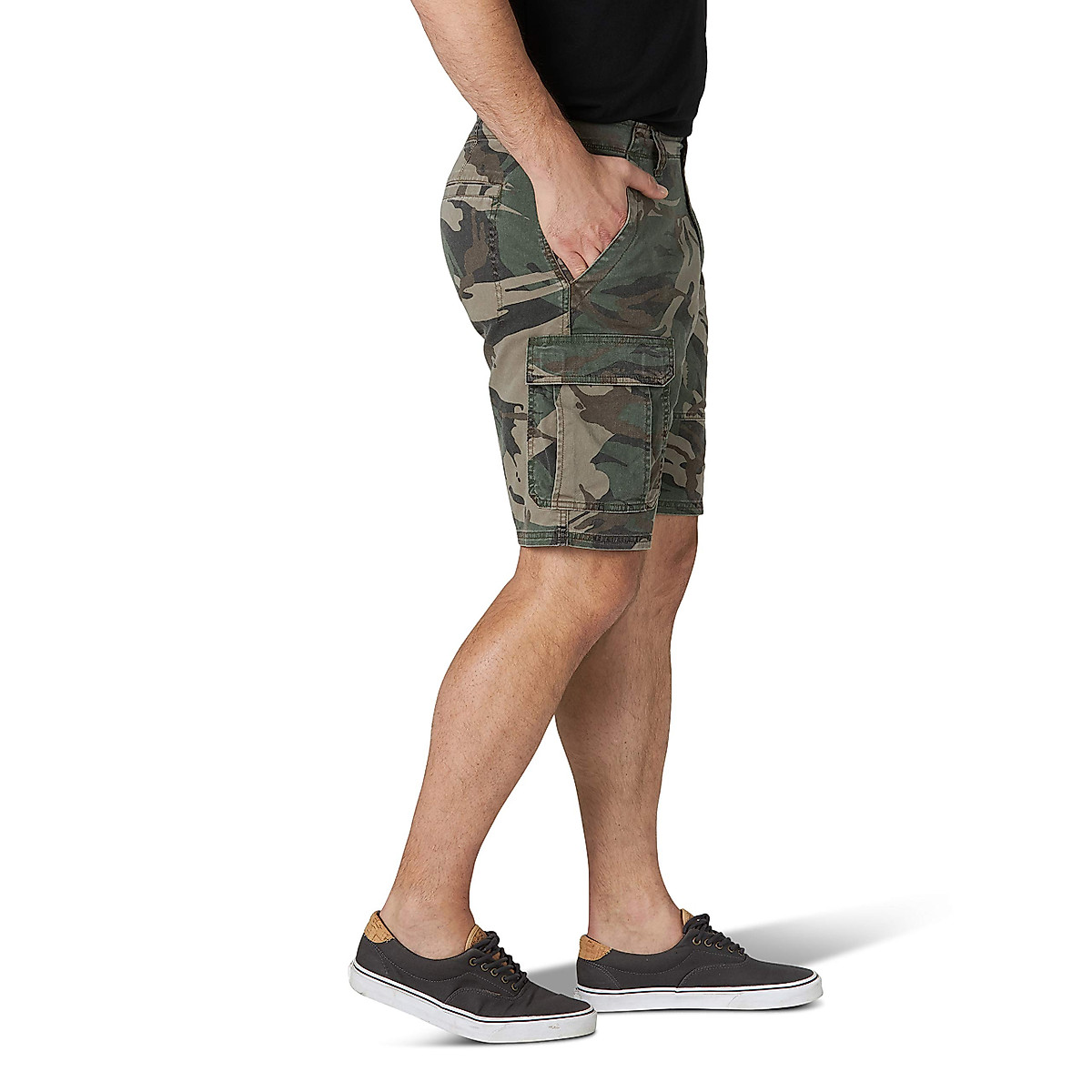 Wrangler Authentics Men's Classic Cargo Stretch Short, Green Camo, 34