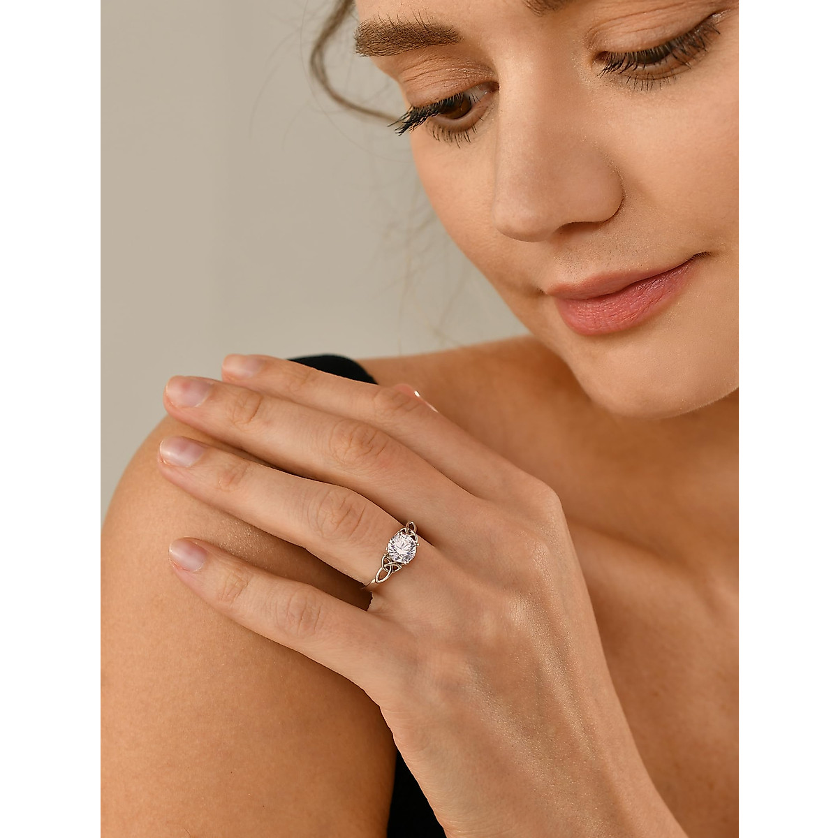 YL Celtic Knot Rings for Women 925 Sterling Silver Cubic Zirconia 18k White Gold Plated Statement Rings-size5