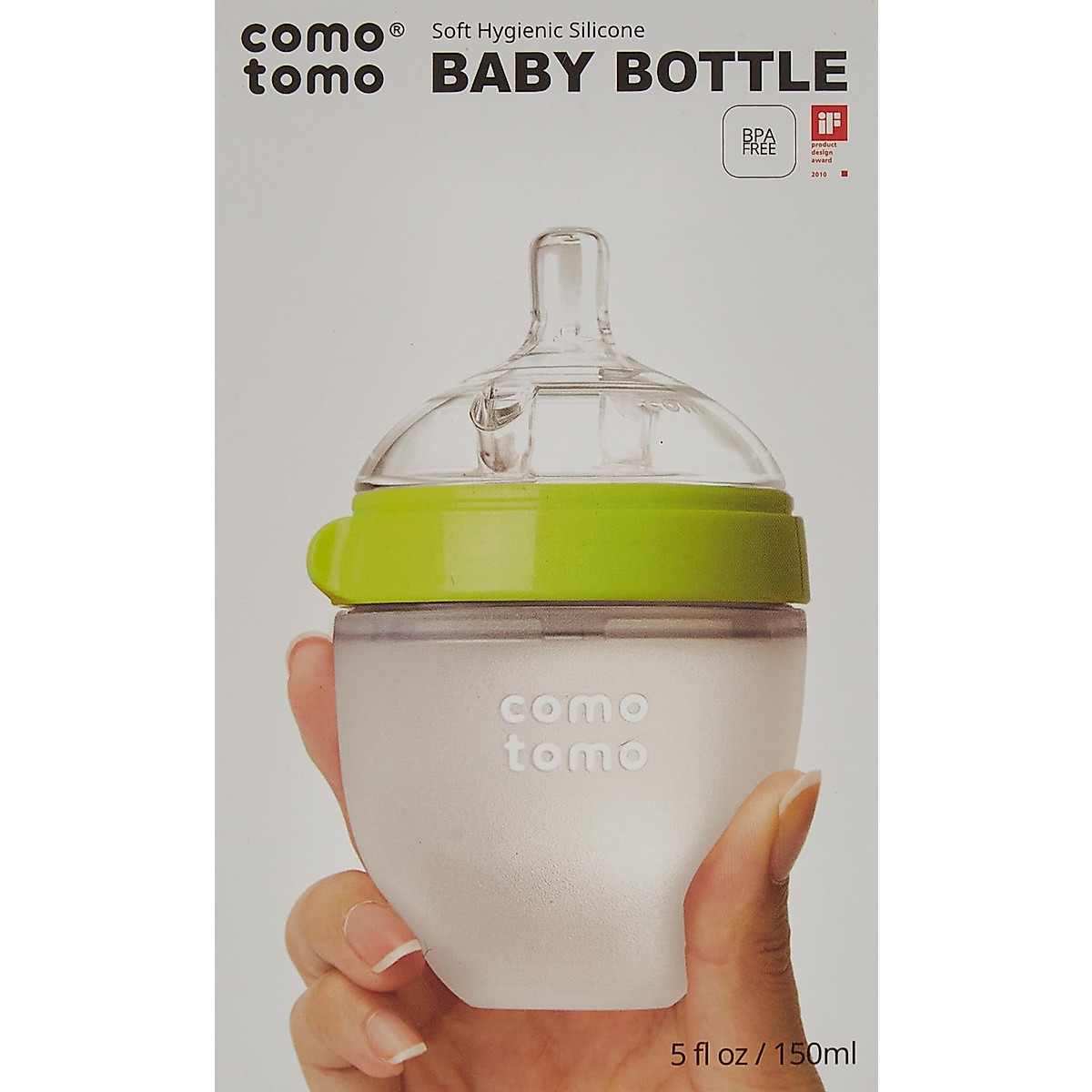 Comotomo Baby Bottle, Green, 5 oz