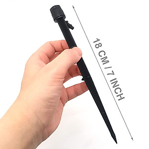 PheiLa 50 Pcs Drip Emitters with Stake Water Flow Adjustable for 1/4 Inch Irrigation Tube Hose, 360 Degree Sprayer Irrigation Drippers Watering Stake for Garden Patio Lawn Flower Bed - Black