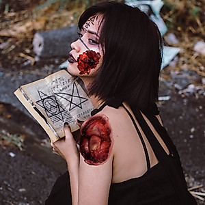 Halloween Temporary Tattoo, Bloody Wound Tattoo Stickers for Halloween Cosplay Party Scar Tattoo Masquerade Prank Prop Decorations Face Tattoo Sticker for Women Man Kids