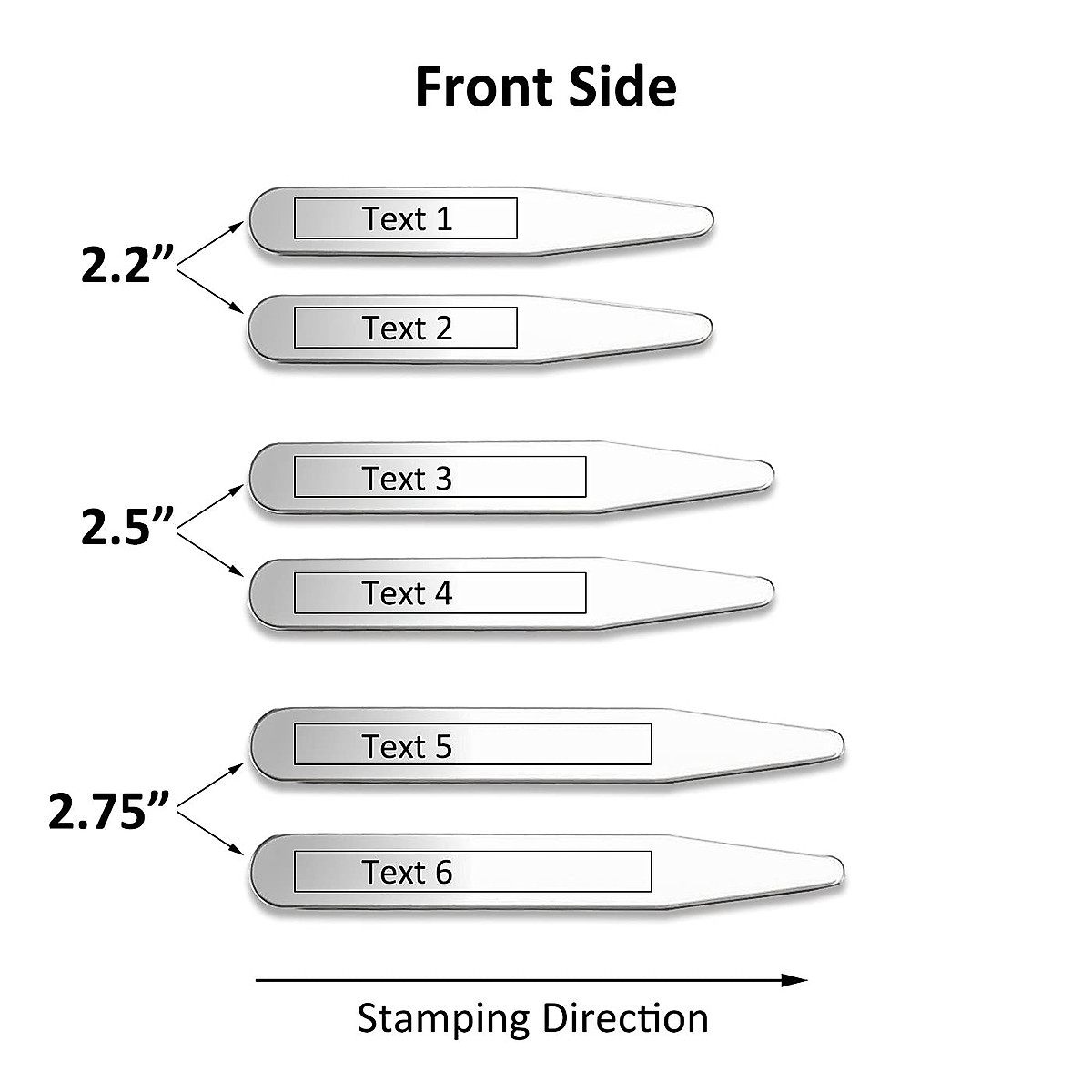 BOPREINA 6pcs Personalized Custom Metal Collar Stays for Men Stainless Steel Dress Shirt Collar Stays for Men, 3 Sizes