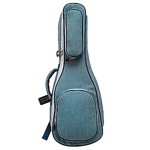 MUSIC FIRST Original Design 0.6" (15mm) Thick Padded Vintage Style Jeans Cloth/Denim Baritone Ukulele Case, Ukulele Bag (30"~31")