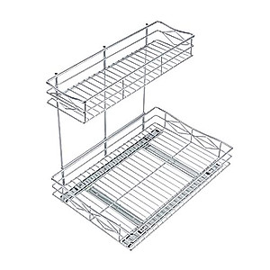 TQVAI Pull Out Under Sink Cabinet Organizer 2 Tier Slide Wire Shelf Basket - 11.49W x 17D x 14H - Request at Least 12 inch Cabinet Opening