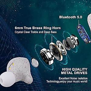 Wireless Earbuds Bluetooth Headphones Built-in Microphone with Support Wireless Charging Case, Wheat Straw in-Ear TWS Earphones with Stereo and Bass, for iPhone, Android，PC (TO6)