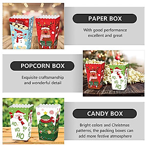 12pcs Popcorn Favor Boxes Paper Christmas Popcorn Buckets Snack Container Christmas Party Treat Boxes