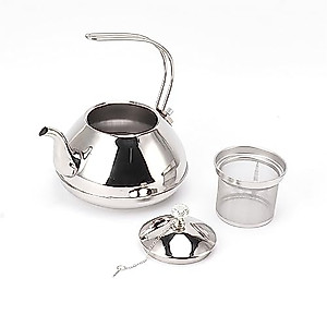BORDSTRACT Stainless Steel Teapot, Large Capacity Stovetop Kettle with Filter for Home Camping 1.5L(Stainless steel color)
