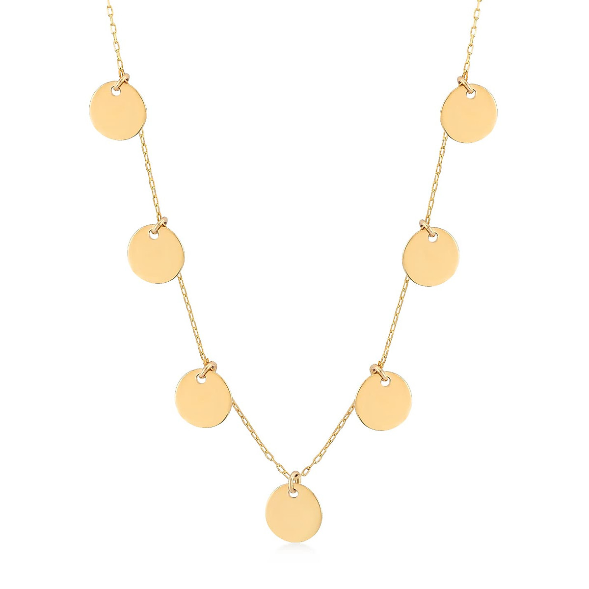 GELIN Disc Station Necklace in 14K Solid Gold | 14k Yellow Gold Station Necklace for Women, 18"
