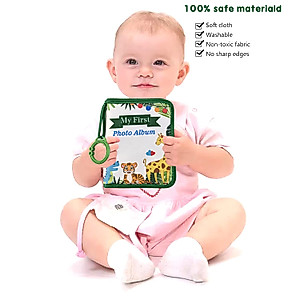 Boczif Baby Photo Album, Baby Memory Book 4X6", Baby Photo Album with Milestone Cards, Soft Photo Cloth Book Gift Set for Newborn Toddler & Kids(Green)