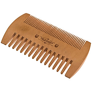 Mr Rugged Pocket Beard Comb - Wide and Fine Teeth Sides - Pear Wood Comb - Wooden Handmade Brushes Beard Oils & Balms to Promote Softer & Thicker Growth - Better for Beards Than Metal or Plastic