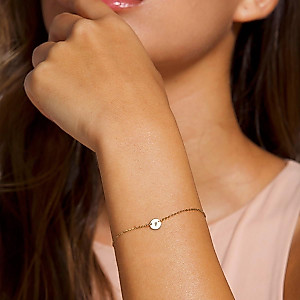 Ovian Initial Charm Bracelet for Women 18K Gold Plated stainless steel Coin Disc Engraved Letter C Bracelet Personalized Monogram Name Bracelet