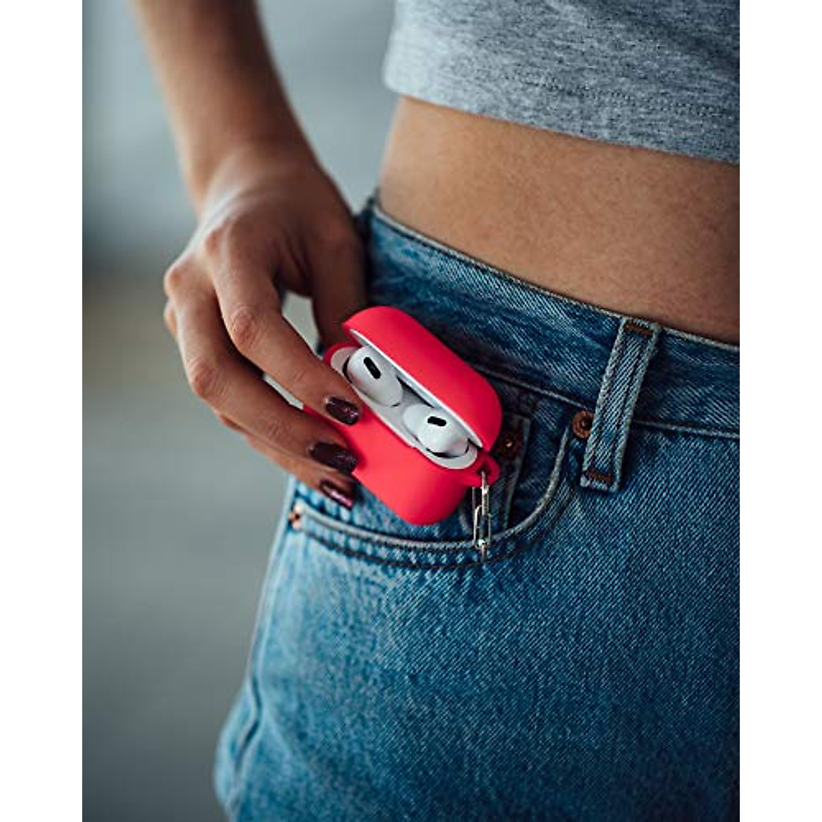 Felony Case – Soft Silicone AirPods Pro Case - Neon Pink | Shockproof, 360° Protective Apple Airpods Case Cover with Keychain | Wireless Charging Compatible with Front LED Visible
